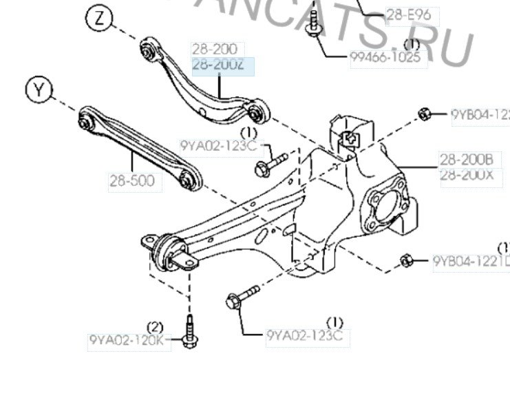 Рычаг RR (L) серповидный для Mazda CX-7 (ER) (MAZDA) EG2128C20 ...